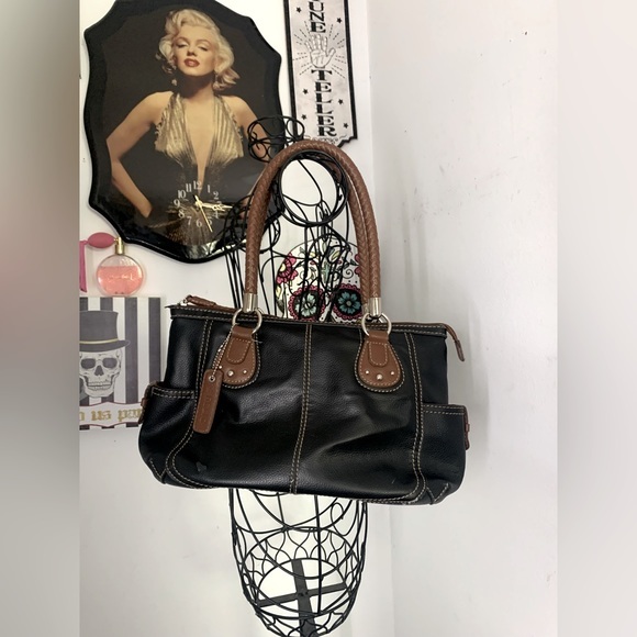 Relic | Bags | Relic Vintage Navy Blue And Brown Tote Purse Shoulder ...